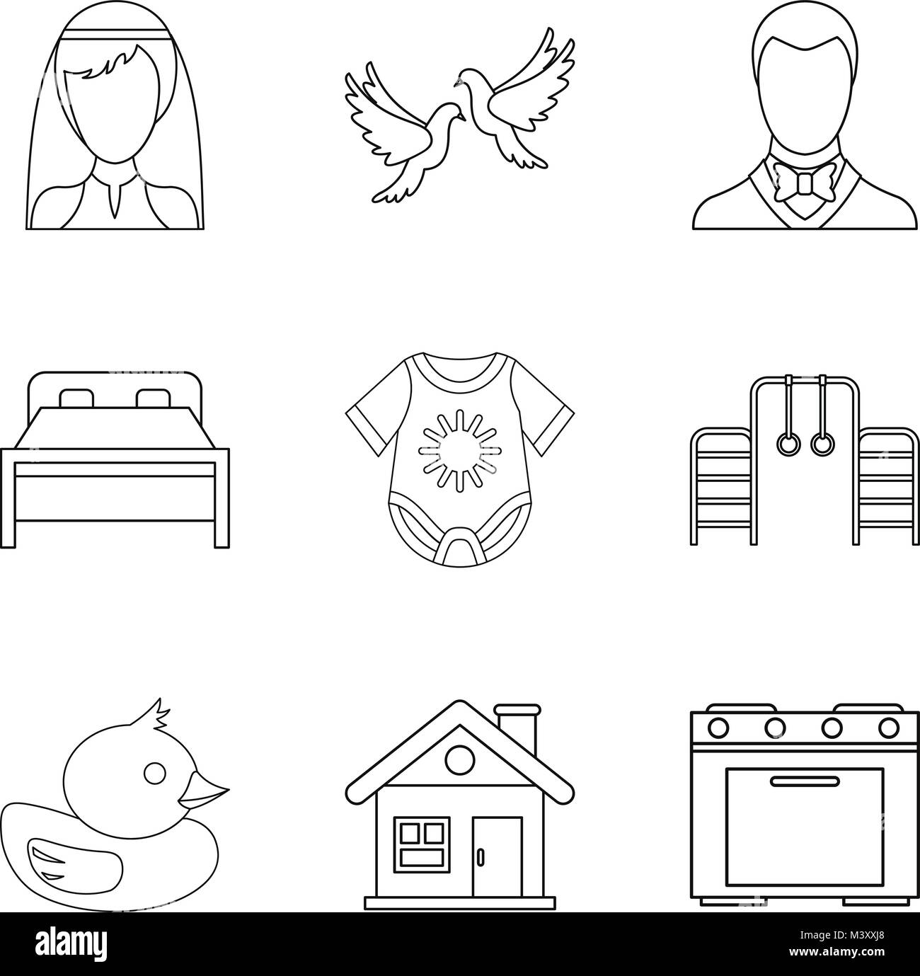 Parentage icons set, outline style Stock Vector Image & Art - Alamy
