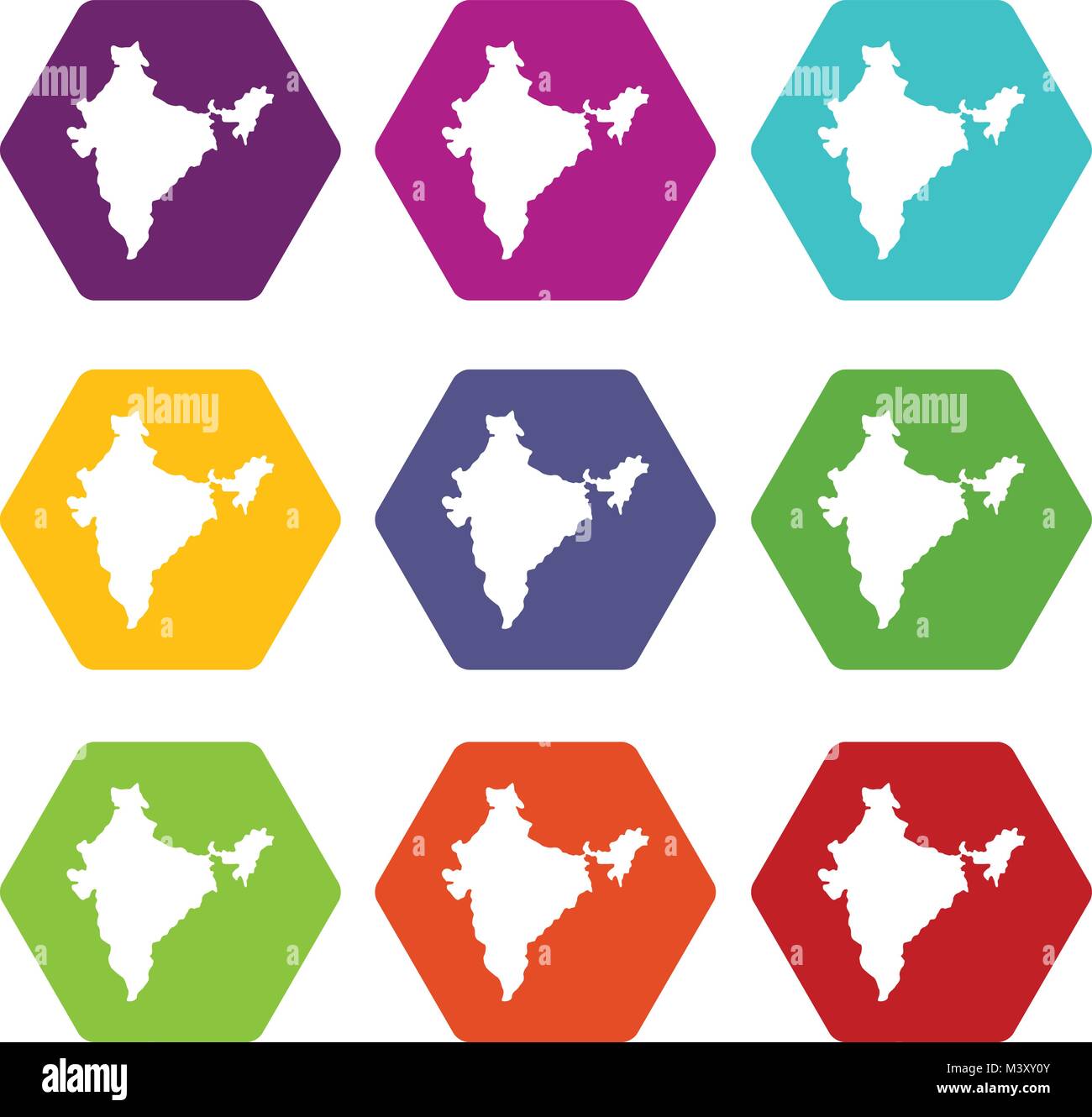 Indian map icon set color hexahedron Stock Vector Image & Art - Alamy