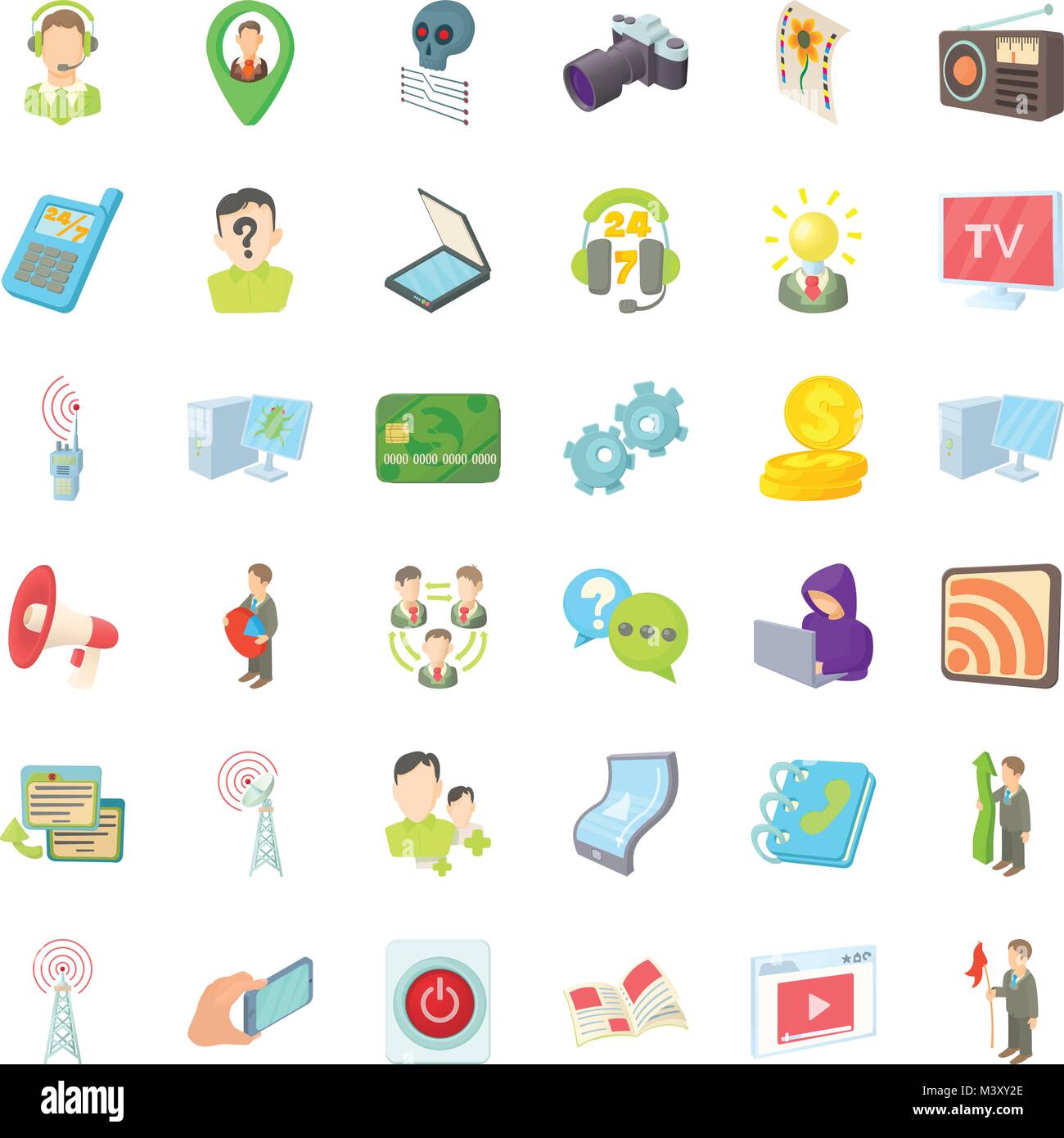 Telegraph agency icons set, cartoon style Stock Vector Image & Art - Alamy