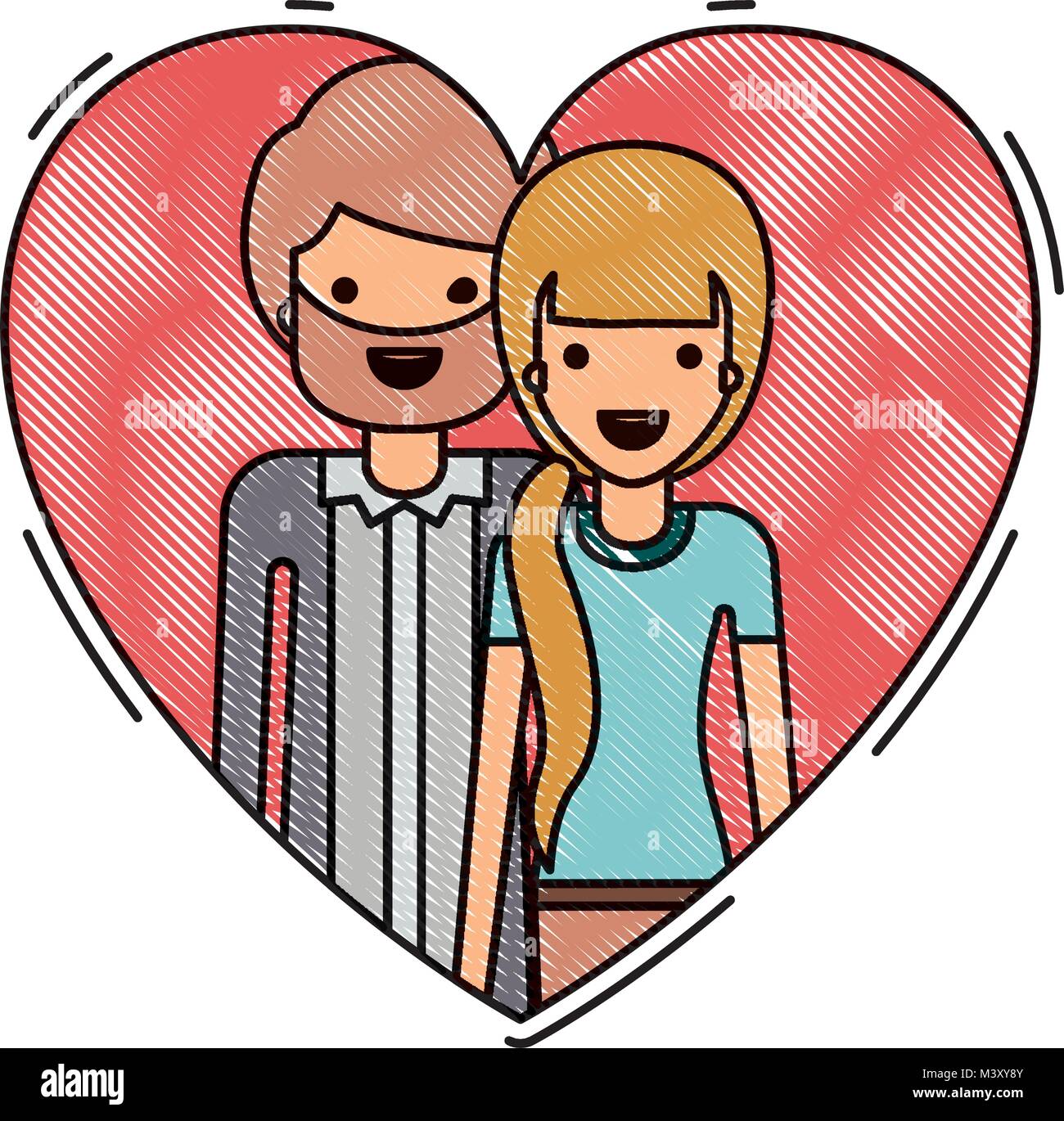 couple inside heart characters Stock Vector Image & Art - Alamy