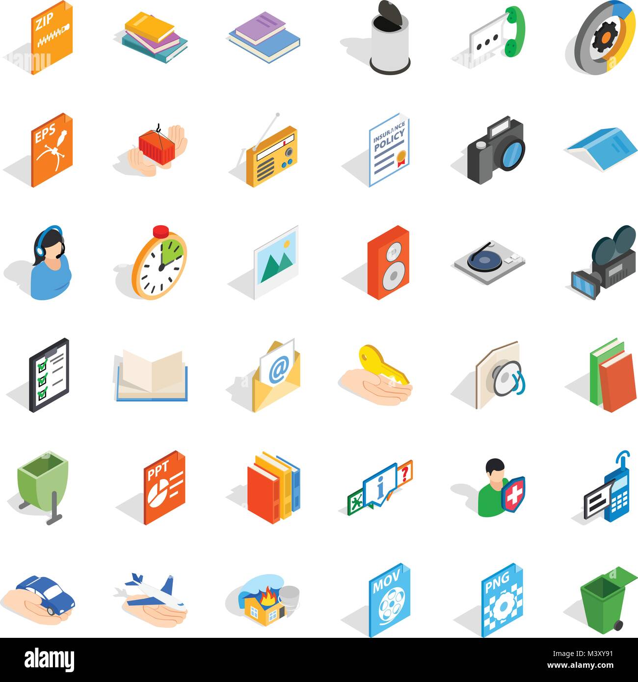 Multimedia file icons set, isometric style Stock Vector Image & Art - Alamy