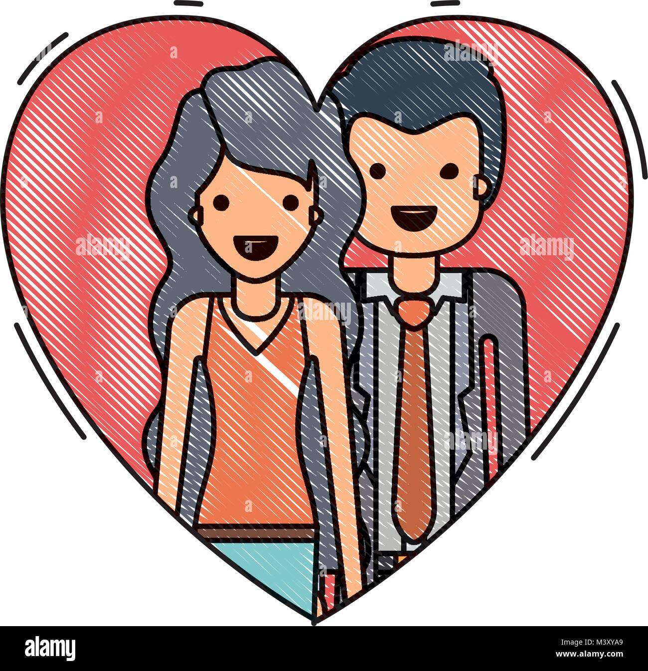 couple inside heart characters Stock Vector Image & Art - Alamy