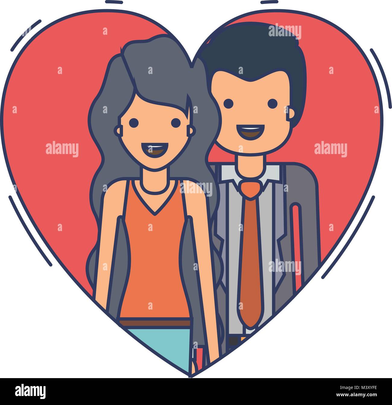 couple inside heart characters Stock Vector Image & Art - Alamy