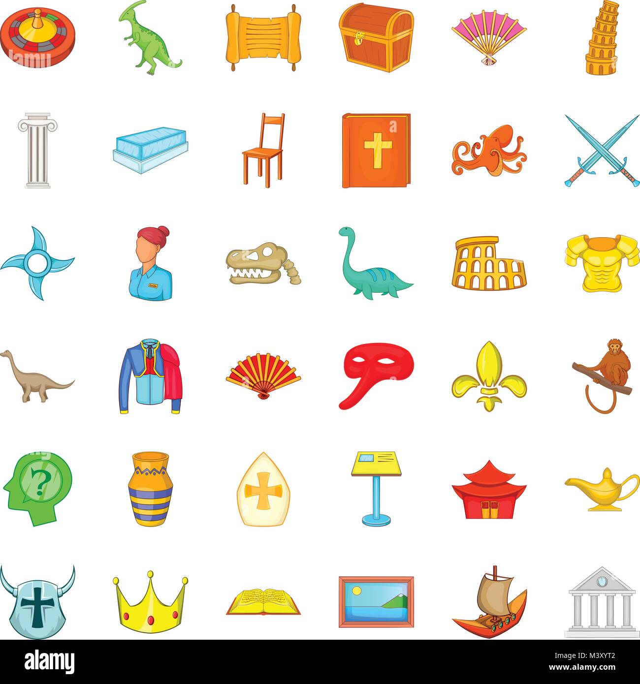 Museum of antiquities icons set, cartoon style Stock Vector Image & Art ...