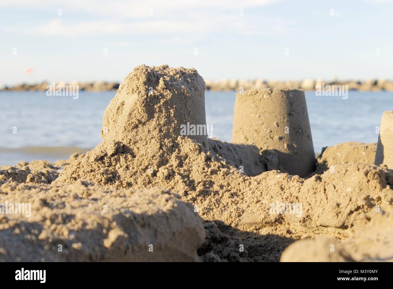sand castle built on the beach in the sand Stock Photo - Alamy
