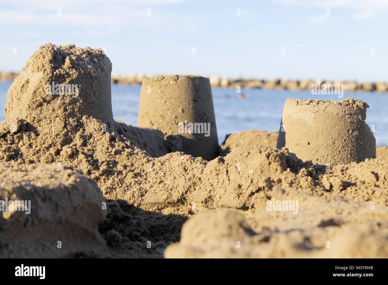 sand castle built on the beach in the sand Stock Photo - Alamy