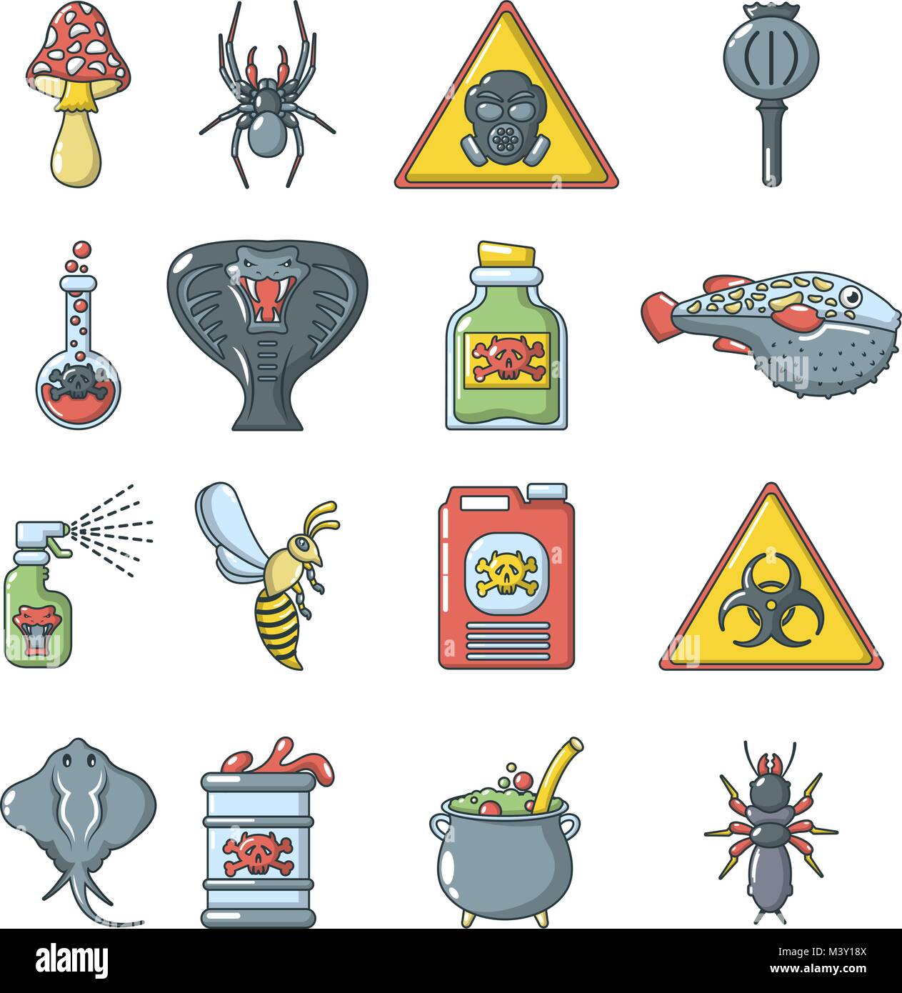 Poison danger toxic icons set, cartoon style Stock Vector Image & Art ...