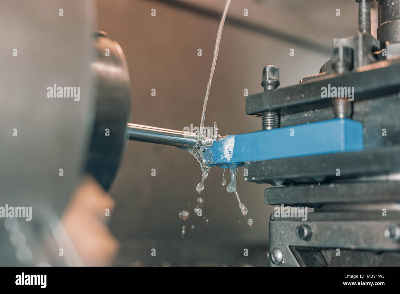 Metal Lathe, Lathe machine Metalworking in workshop Stock Photo - Alamy