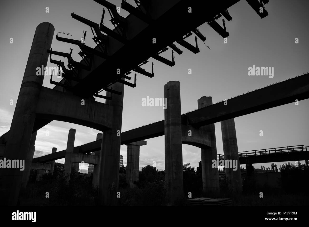 Unfinished bridge, building, clear sky architecture silhoette Stock ...