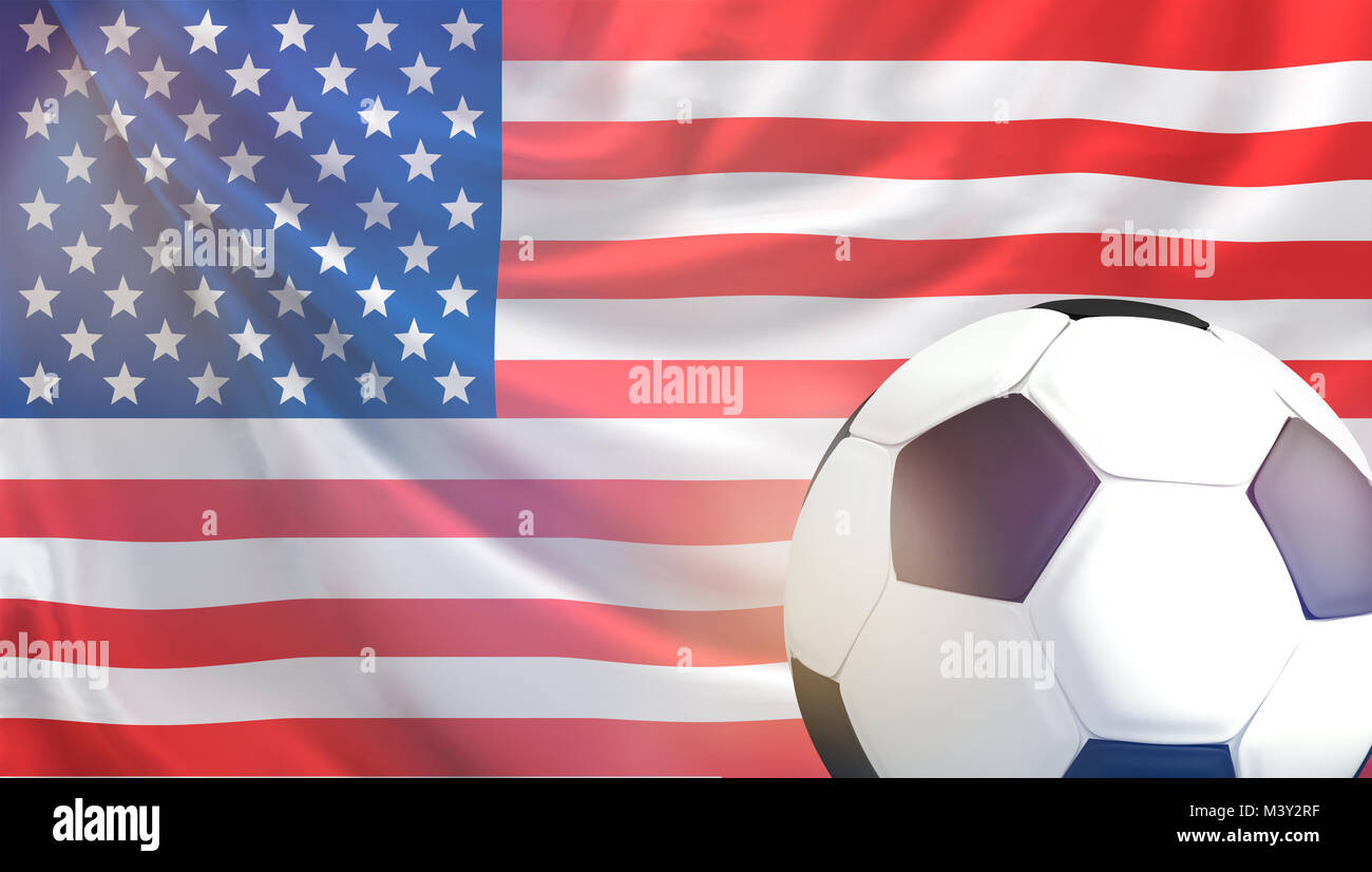 soccer football ball flag of America 3d rendering Stock Photo - Alamy