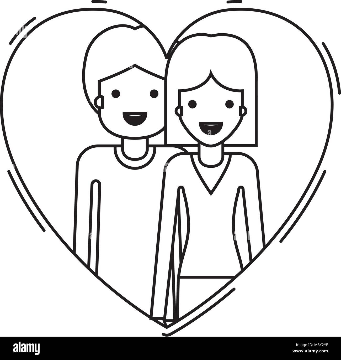 couple inside heart characters Stock Vector Image & Art - Alamy