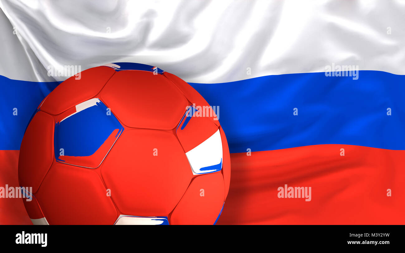 Russia soccer football ball russian colored design 3d rendering Stock ...