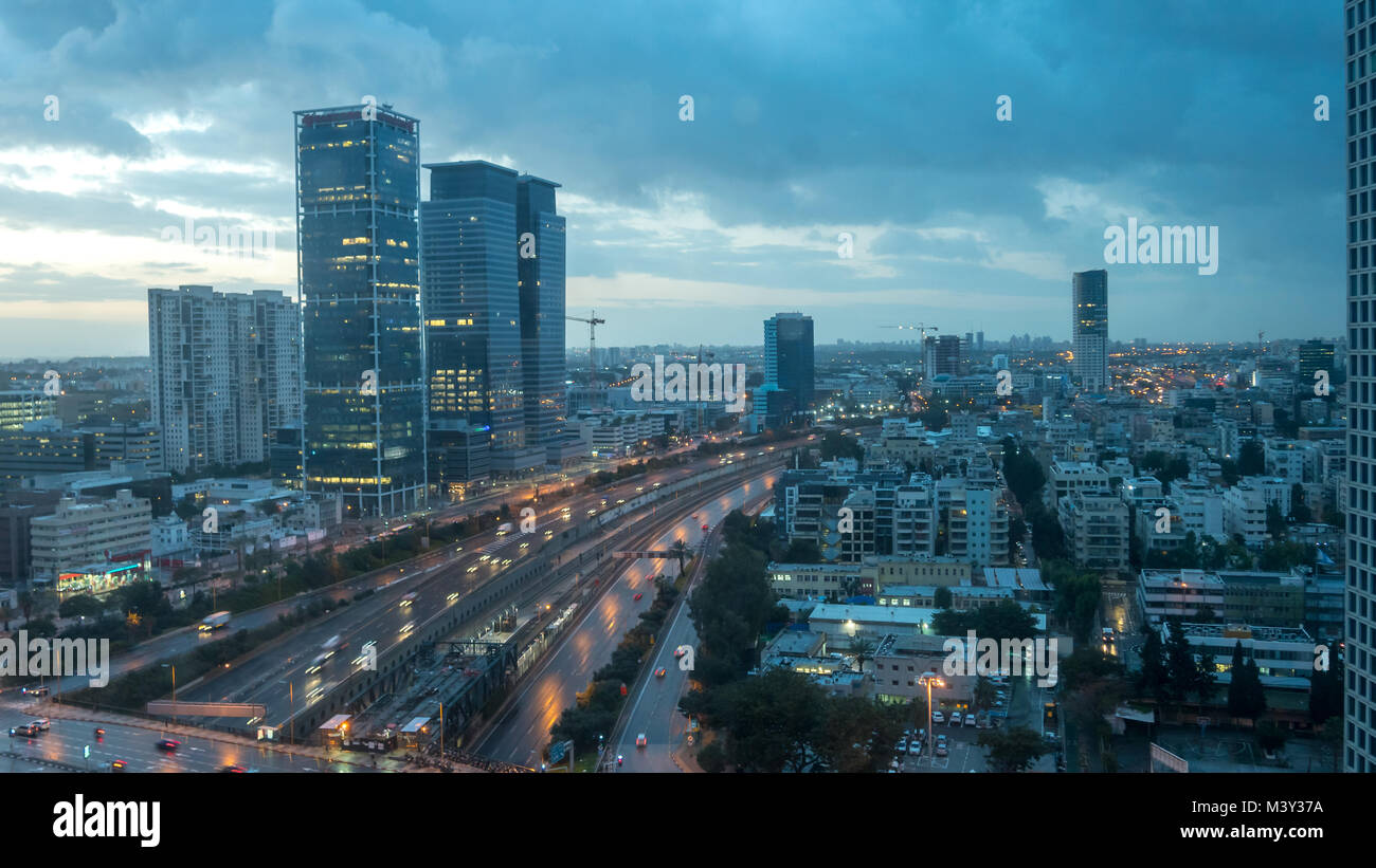 Aerial View of Downtown Tel Aviv During the Early Morning Stock Photo ...