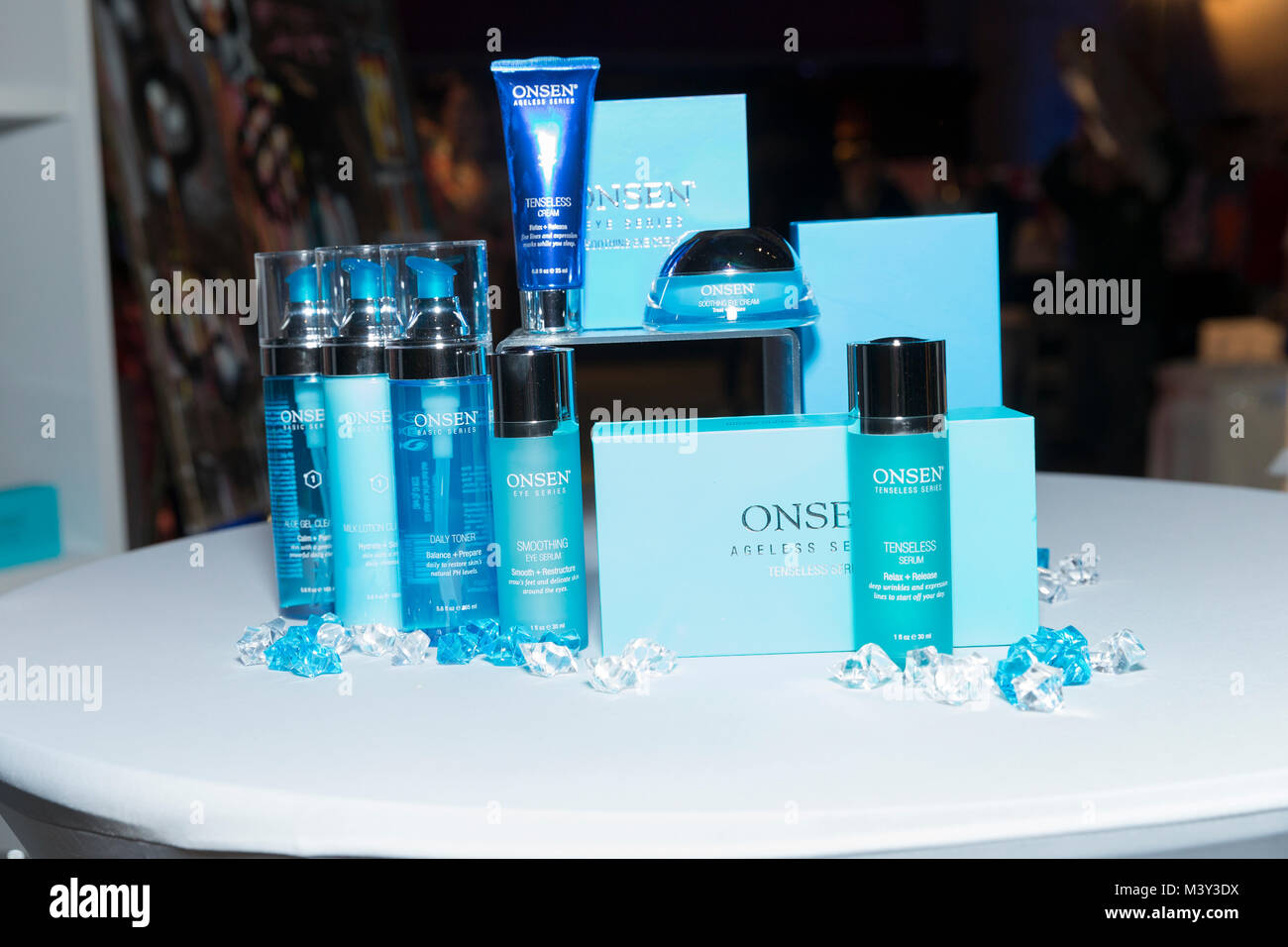 New York, NY - February 8, 2018: Cosmetics by Onsen on display ...
