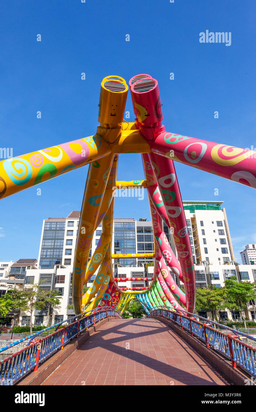Singapore's colourful Alkaff Bridge is situated in Robertson Quay, in ...