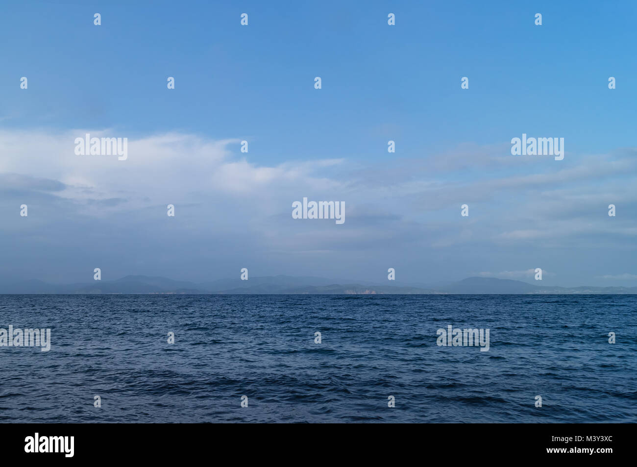 The sea scene. View to the beach from the sea Stock Photo - Alamy