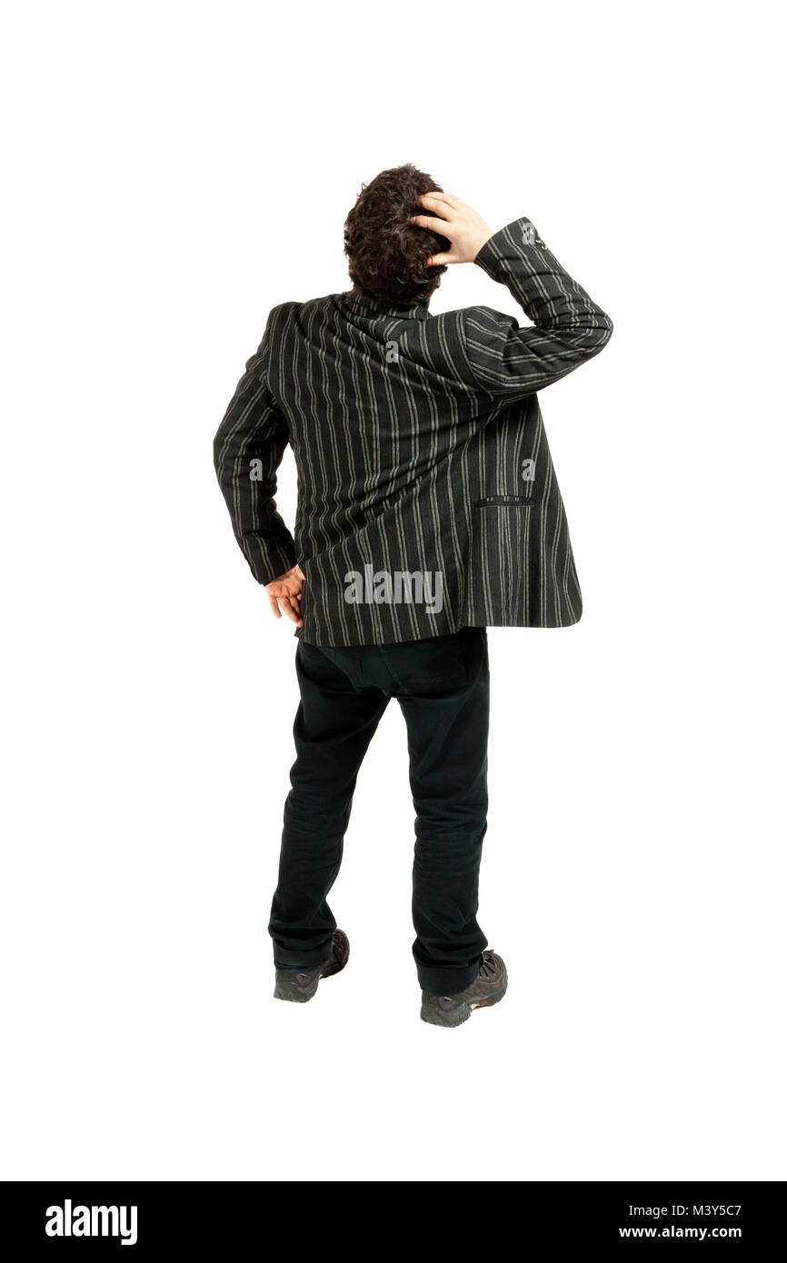 Portrait of the man isolated on a white background, back view Stock ...
