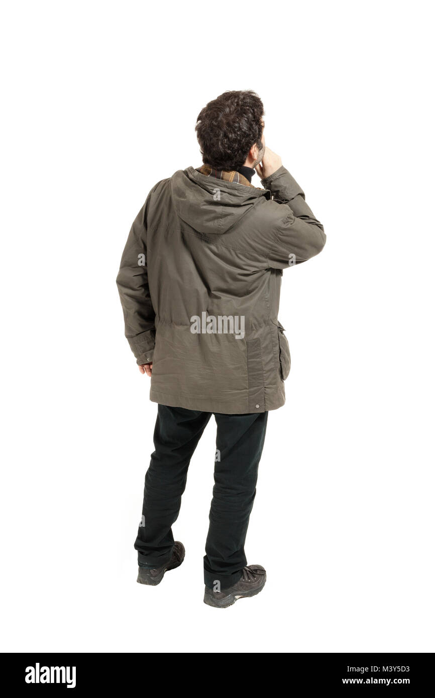 Portrait of a man isolated on a white background, back view Stock Photo ...
