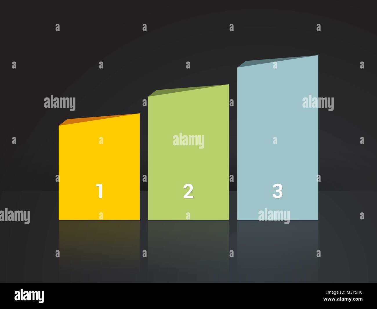 Simplier three-column chart in pastel colors on a dark background Stock ...