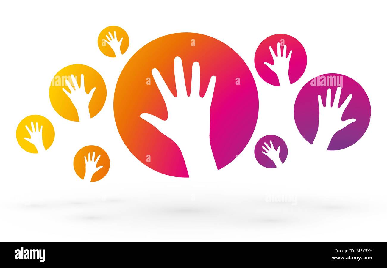 Colorful silhouette hands background design Stock Vector Images - Alamy