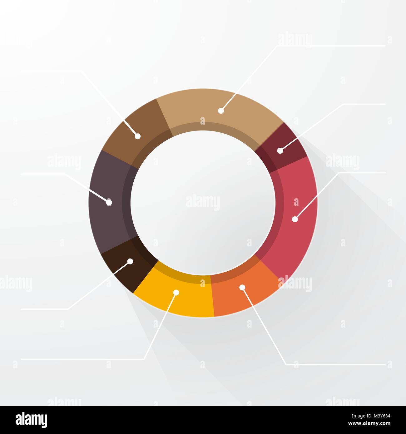 editable pie chart in pastel colors with long shadows and labels Stock ...