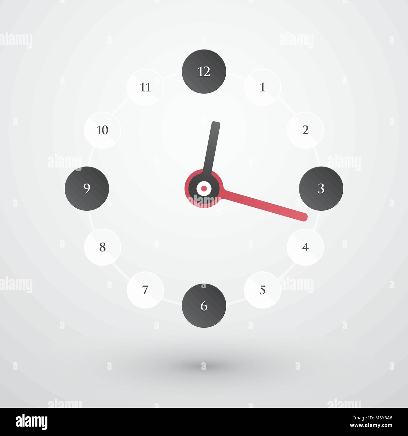simple clock with a black circle and red needles Stock Vector Image ...