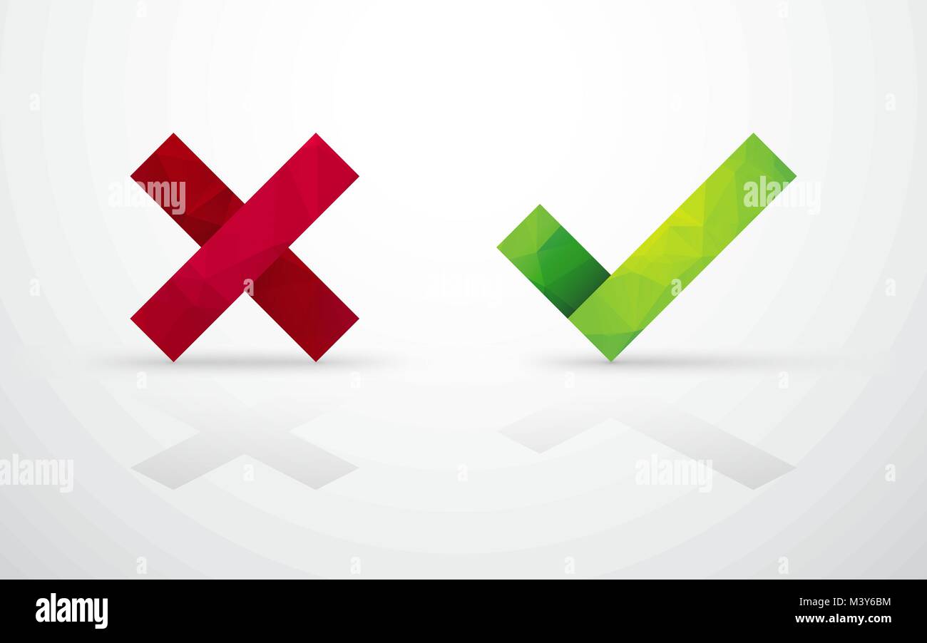 check and x mark with shadow Stock Vector Image & Art - Alamy