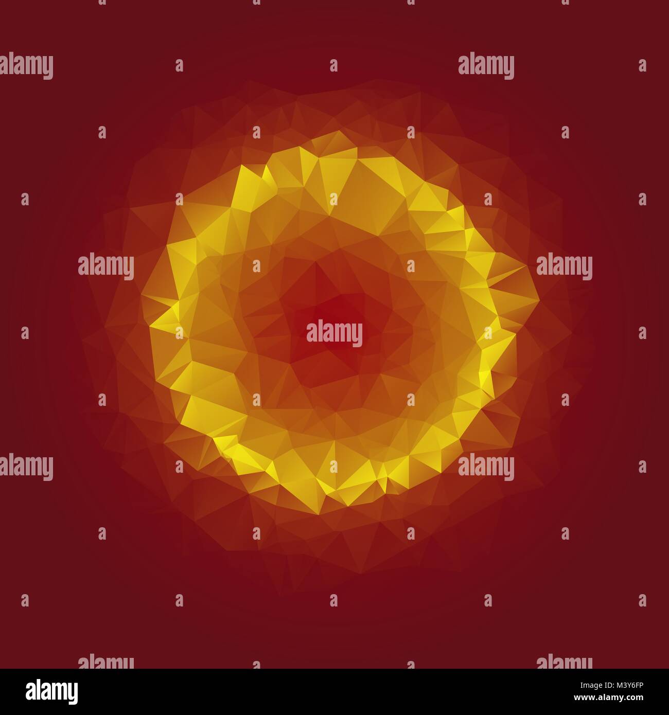 yellow low poly circle on red background Stock Vector Image & Art - Alamy
