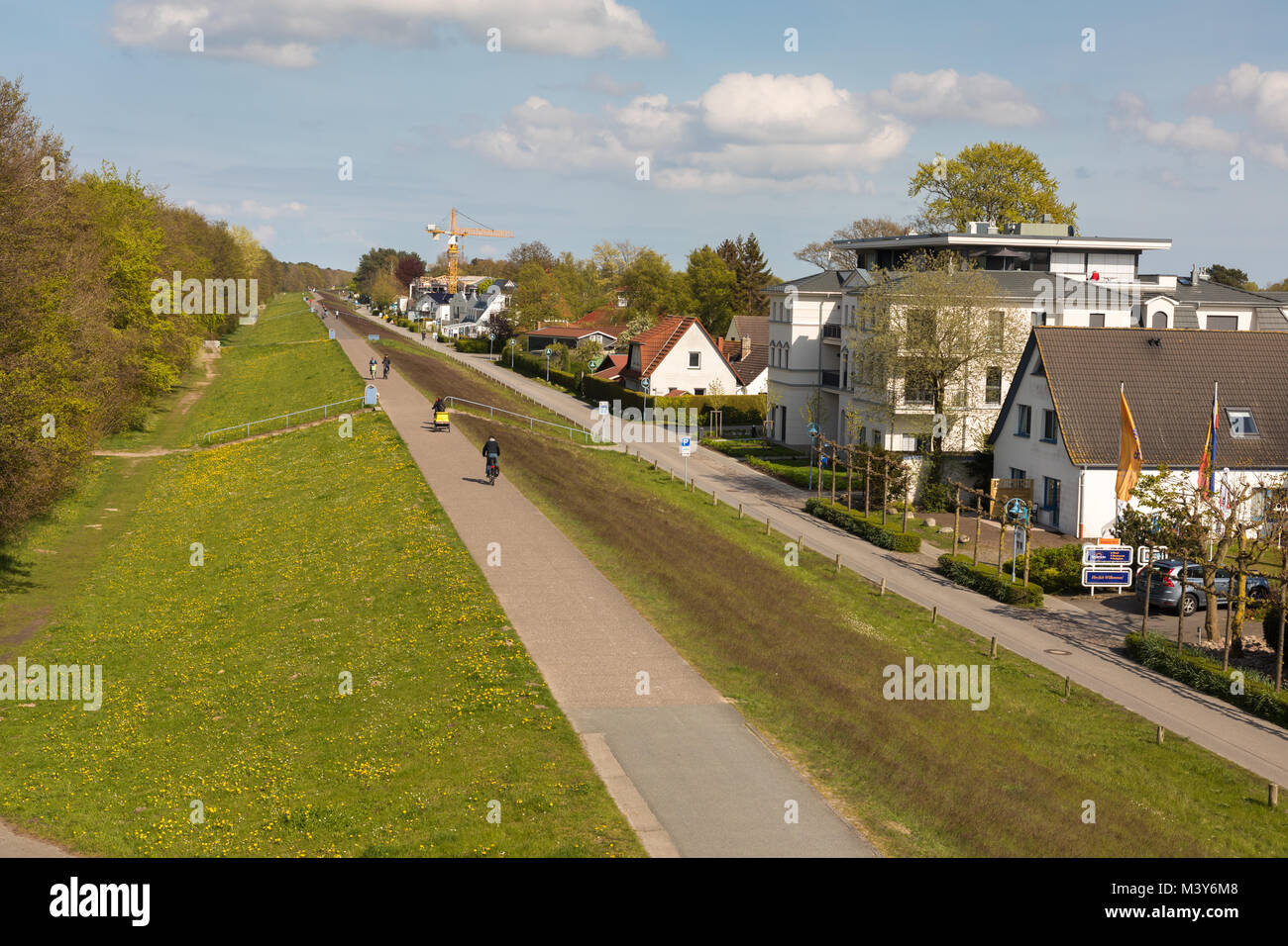 Cycle way on dike at Zingst, Germany Stock Photo - Alamy