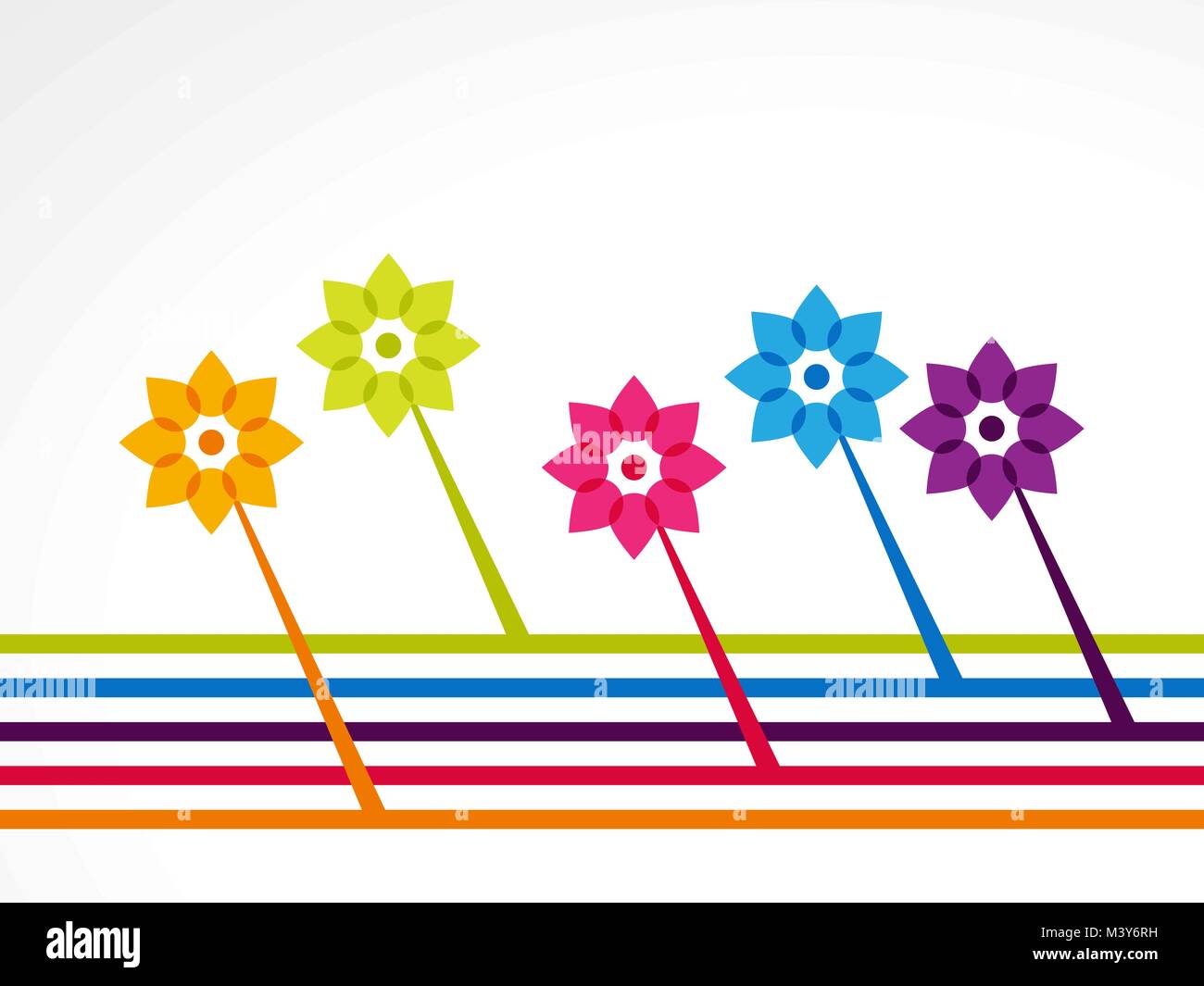 Colorful flowers with lines Stock Vector Image & Art - Alamy