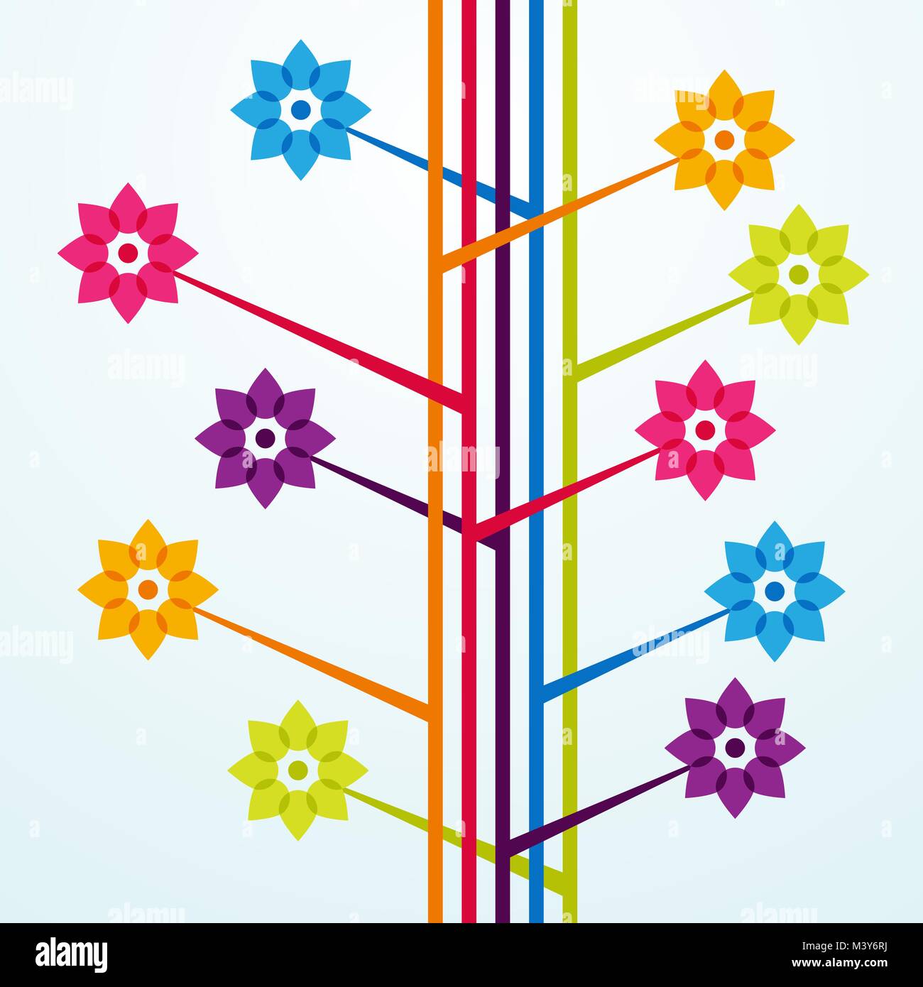 Colorful flowers with lines Stock Vector Image & Art - Alamy