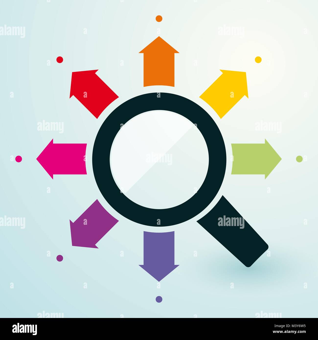 Magnifying glass with colored arrows Stock Vector Image & Art - Alamy