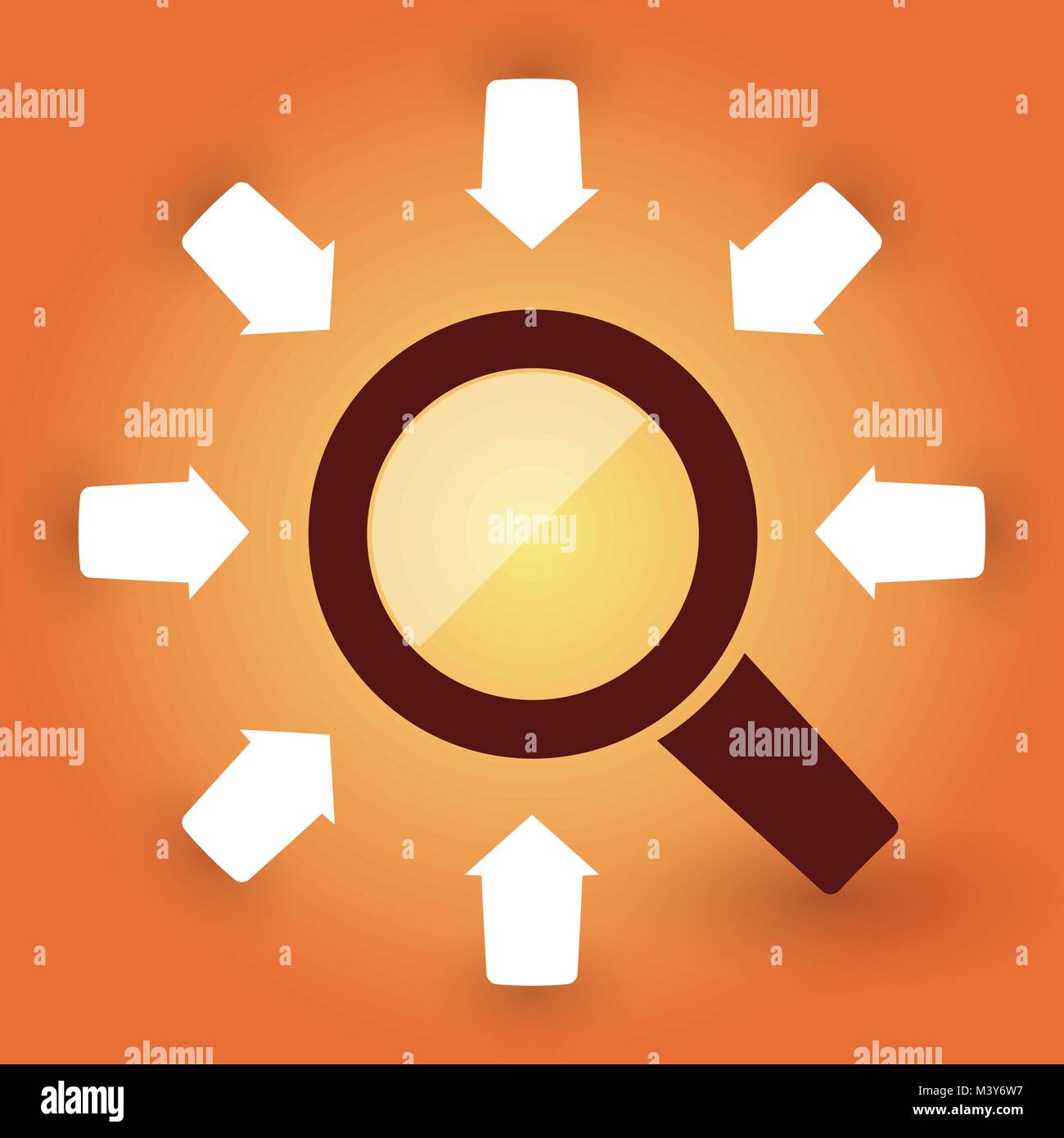 Magnifier with white arrows on an orange background Stock Vector Image ...