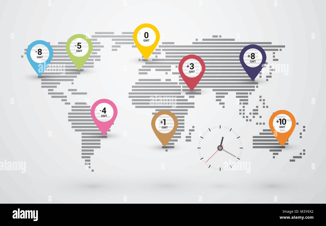 World time zones map hi-res stock photography and images - Alamy