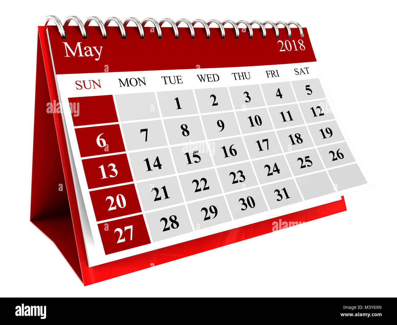 3d illustration of may month calendar isolated over white background ...