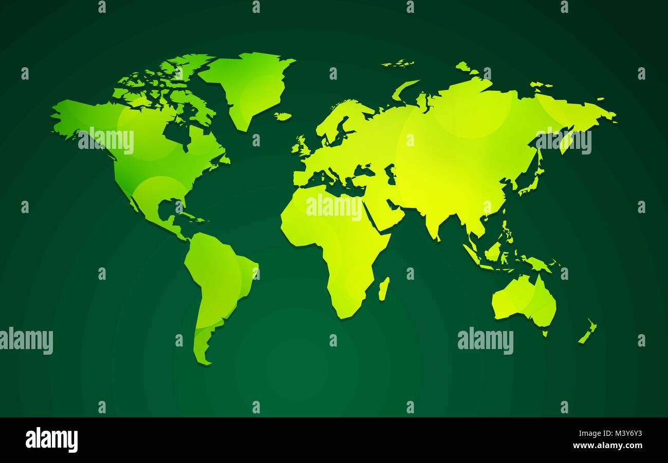 green world map bio nature theme on dark background Stock Vector Image ...