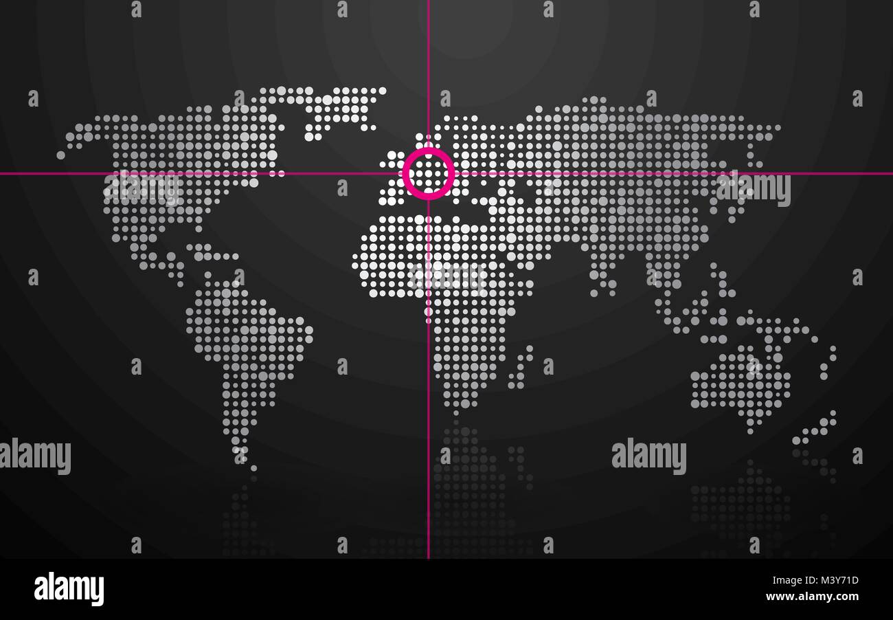 world map with the determination of the geographic position Stock ...