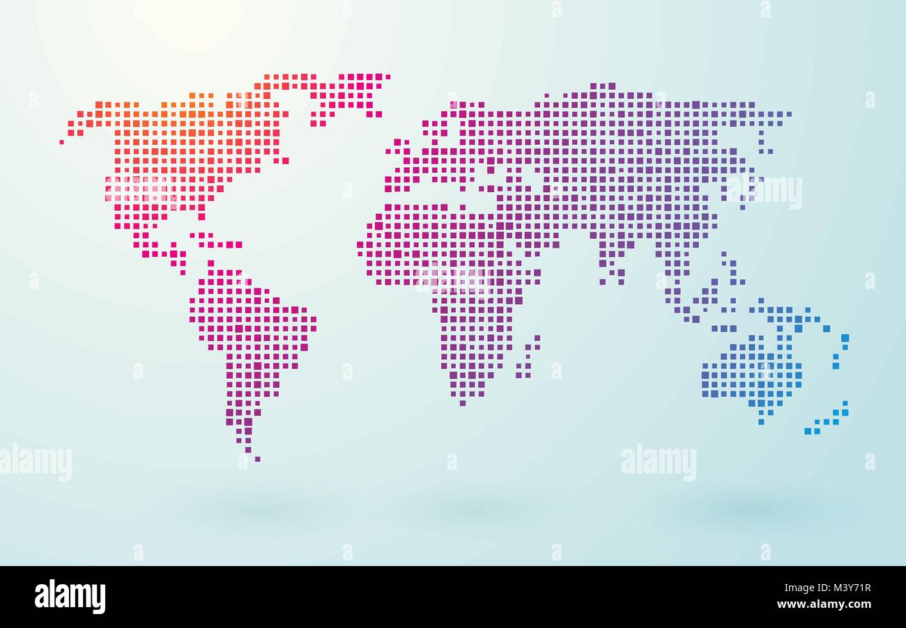map of world composed of small colored squares Stock Vector Image & Art ...