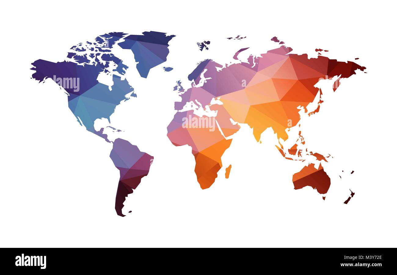 red blue geometric world map Stock Vector Image & Art - Alamy