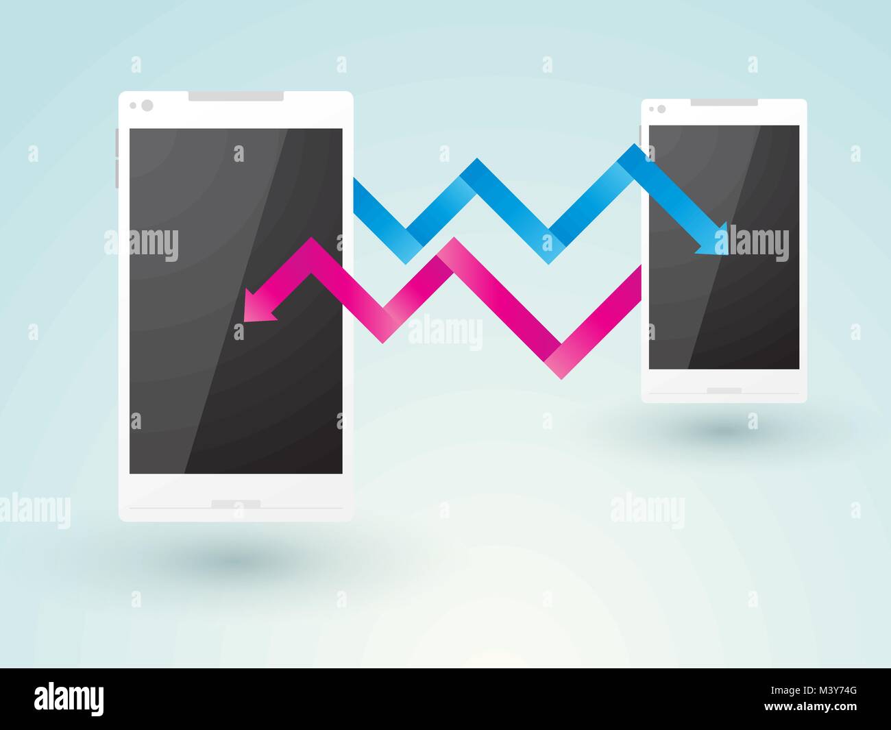 communication between two mobile phones using the arrow keys Stock ...