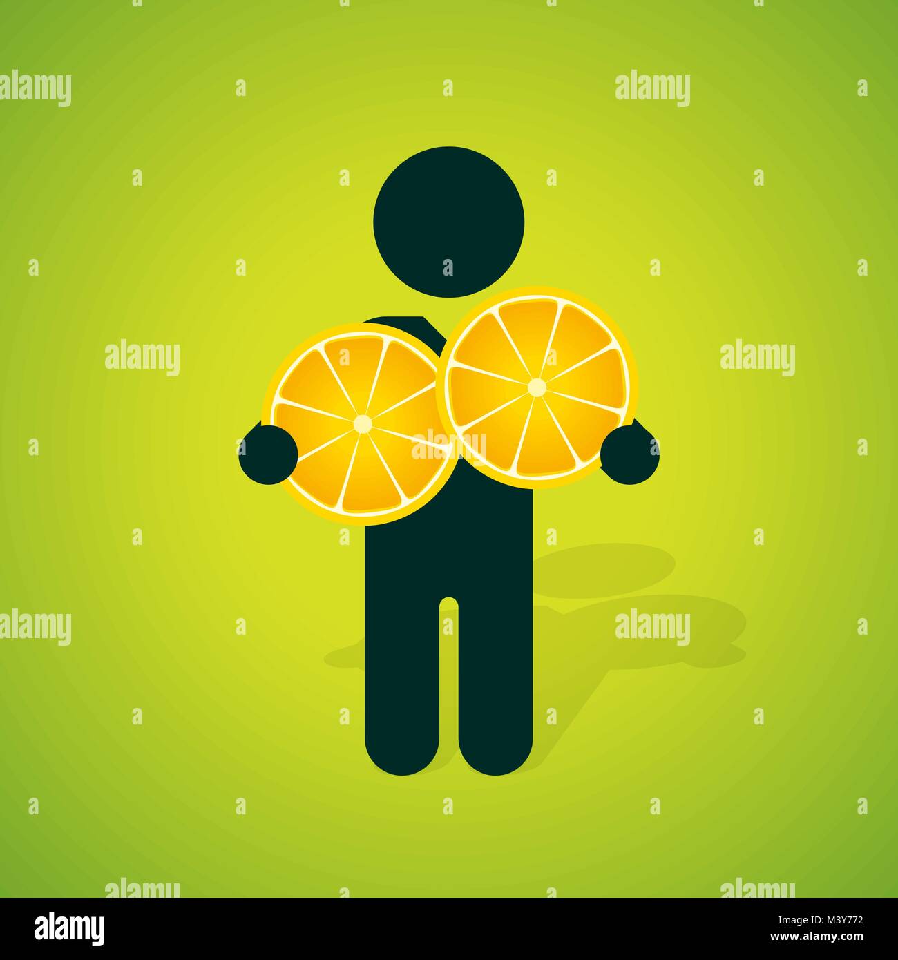 silhouette of a man holding two yellow lemon Stock Vector Image & Art ...