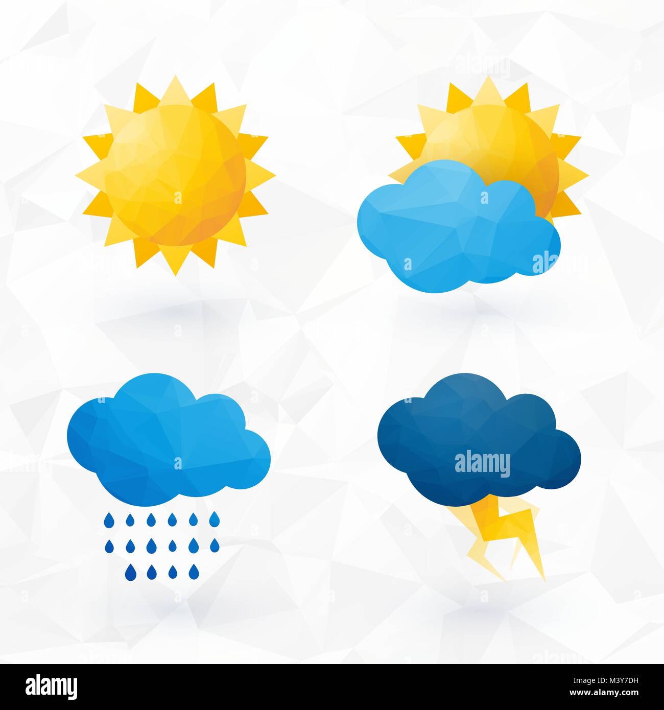 Icons for weather with sun and cloud motif with triangles Stock Vector ...