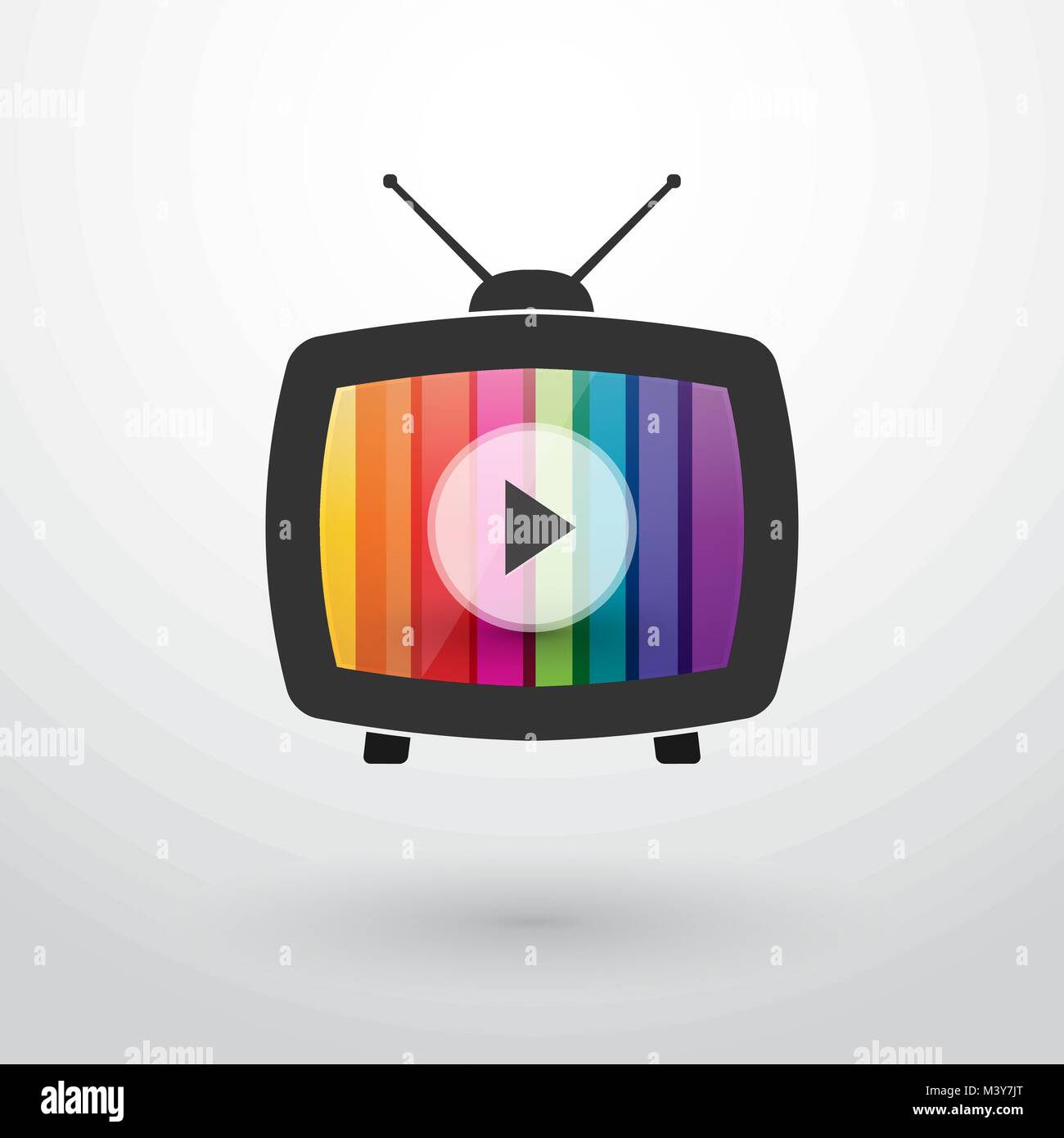 old tv with colored stripes and play button Stock Vector Image & Art ...
