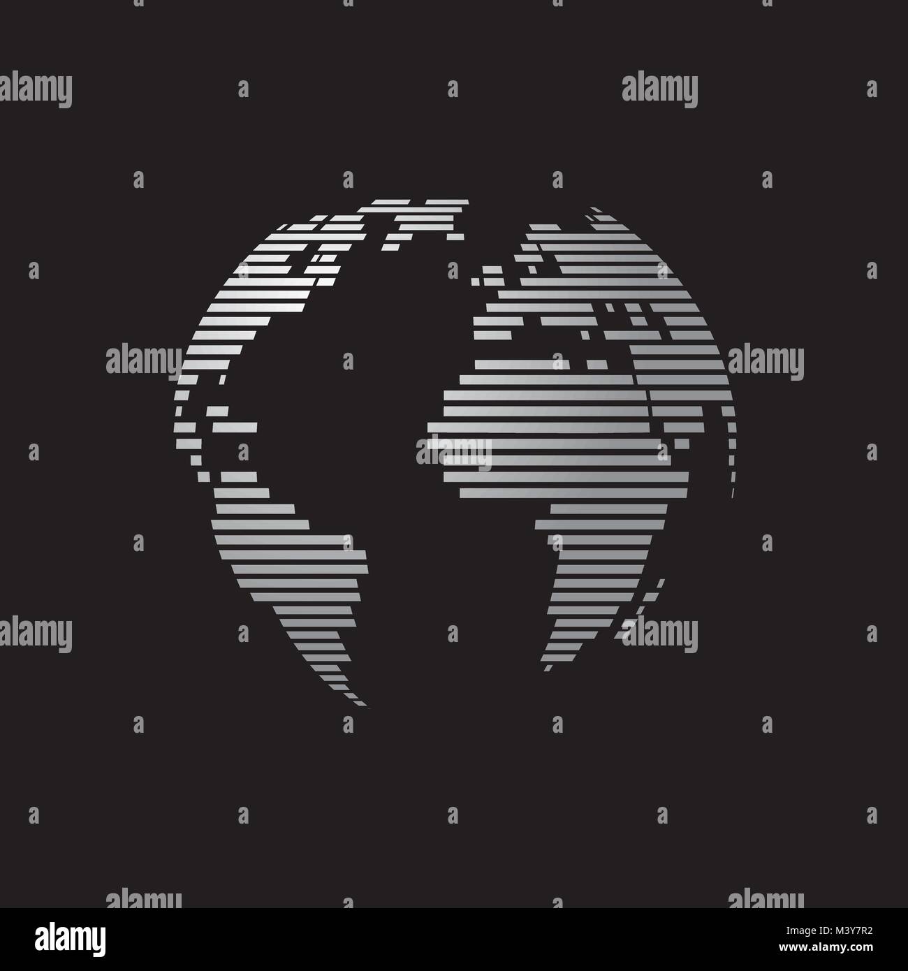 Striped black world map Stock Vector Images - Alamy