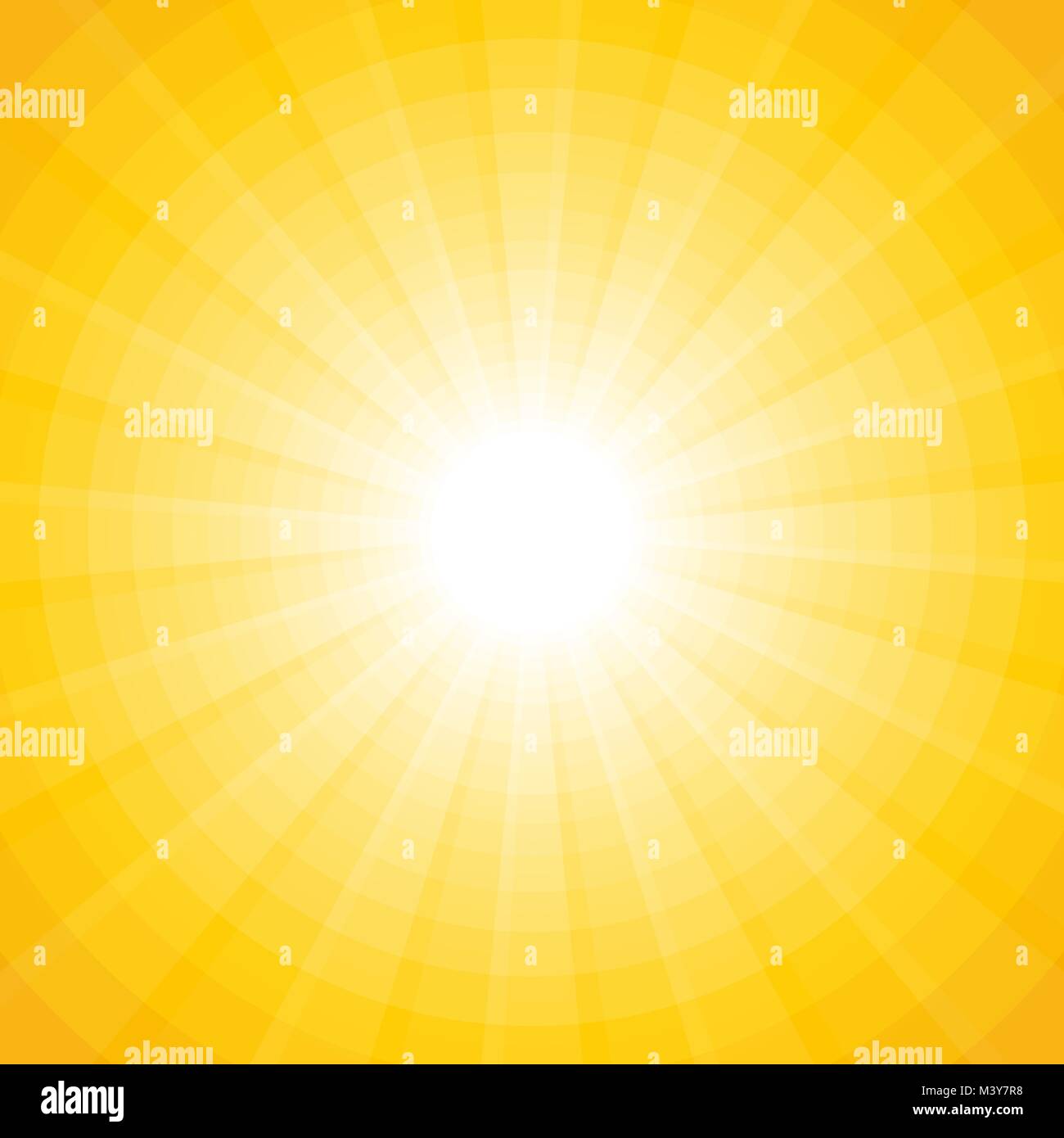 yellow background with a white sun with rays and circles Stock Vector ...