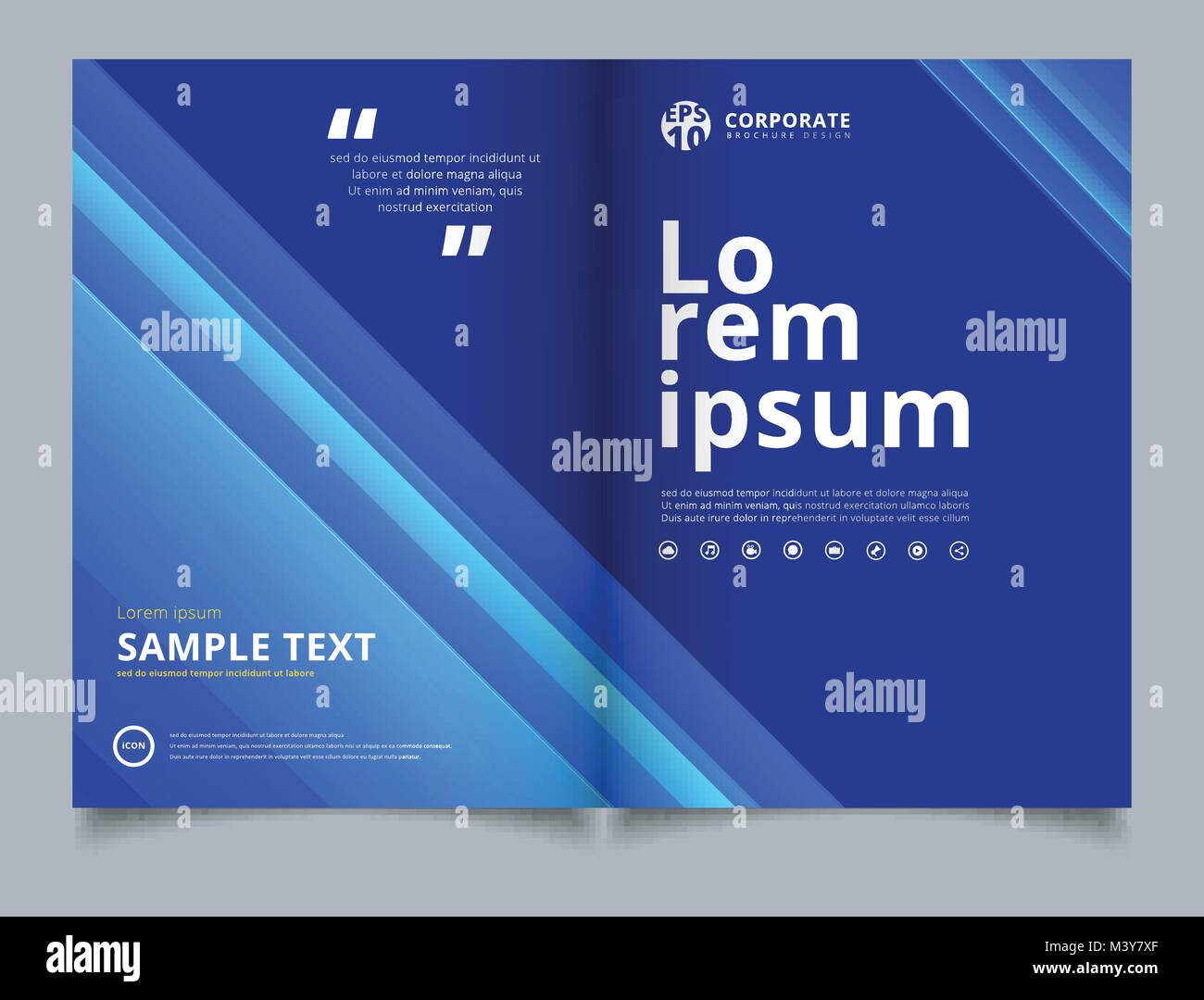 Brochure Template technology striped overlapping diagonal lines pattern ...