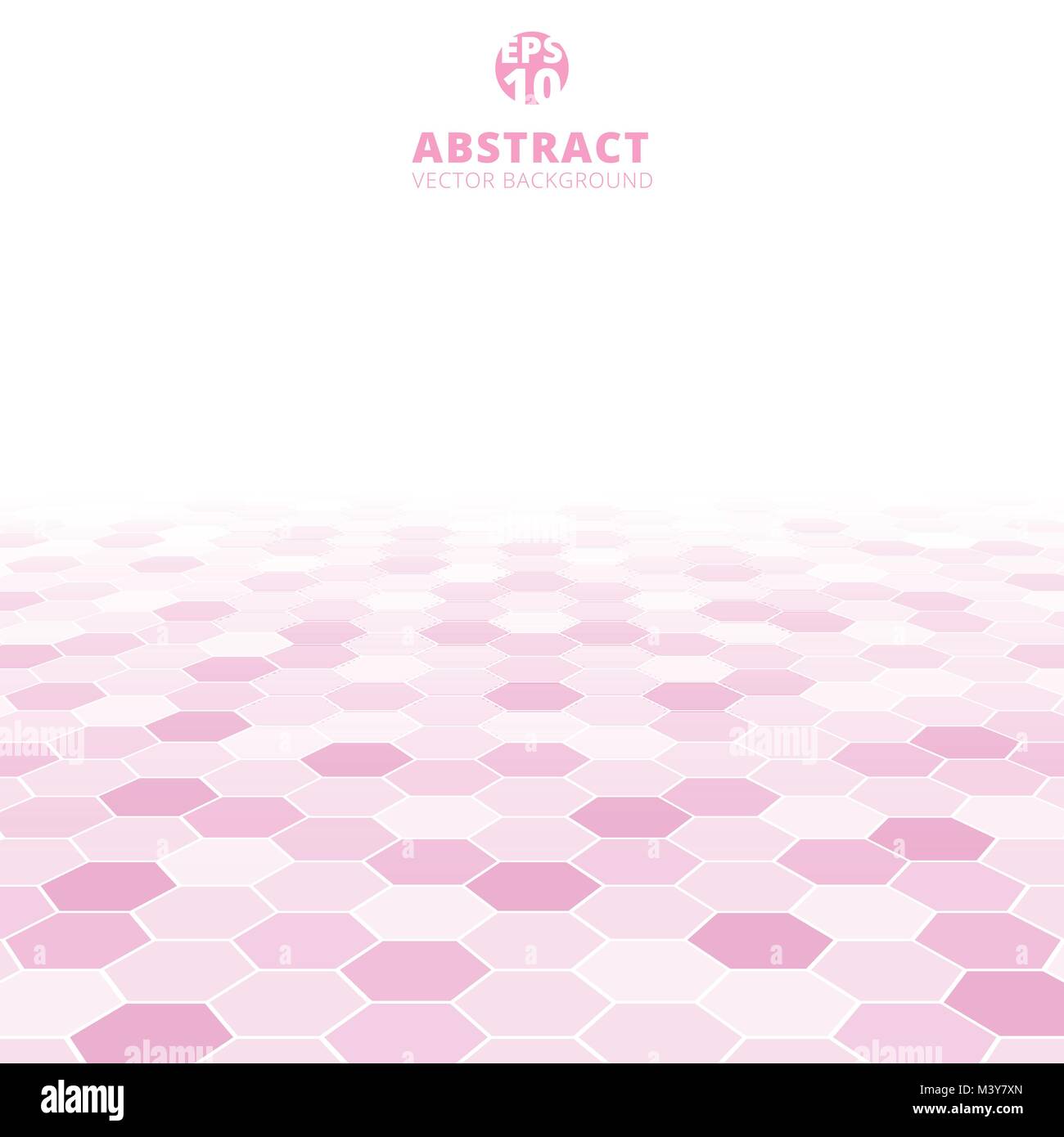 Abstract hexagon perspective pattern white and pink color background ...