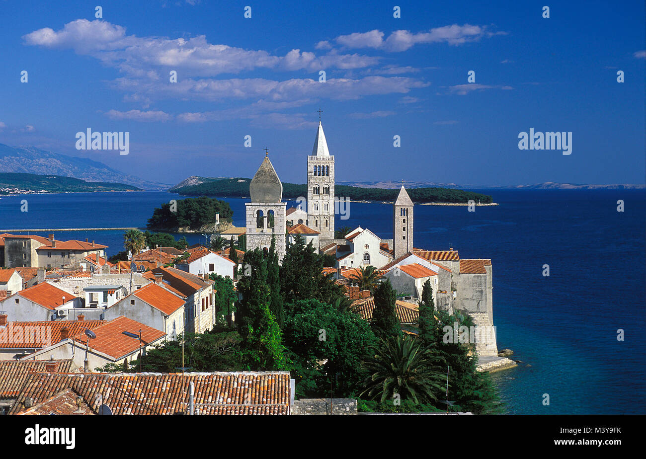 Croatia, Kvarner Bay, Rab Island and town Stock Photo - Alamy