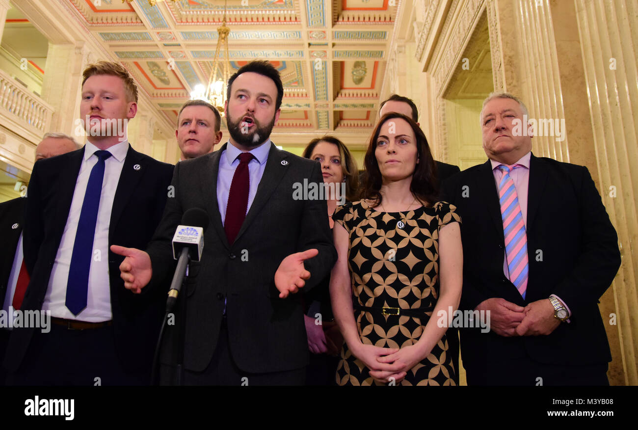 Belfast, UK. 12th Feb, 2018. SDLP Party Leader Colum Eastwood and ...