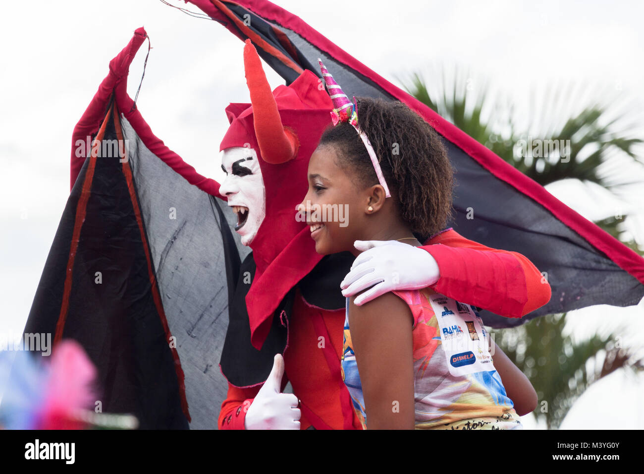 Salvador Bahia, Brazil. 12th Feb, 2018. A man with devil costume ...